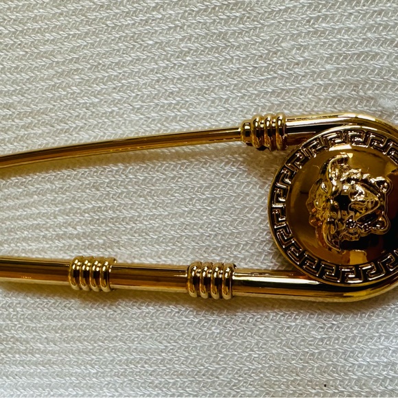 Versace | Jewelry | Versace Medusa Iconic Safety Pin Brooch | Poshmark